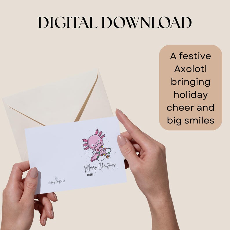 10 Cute Axolotl Printable Foldable Cards 7x10 Inches, DIY Greeting ...