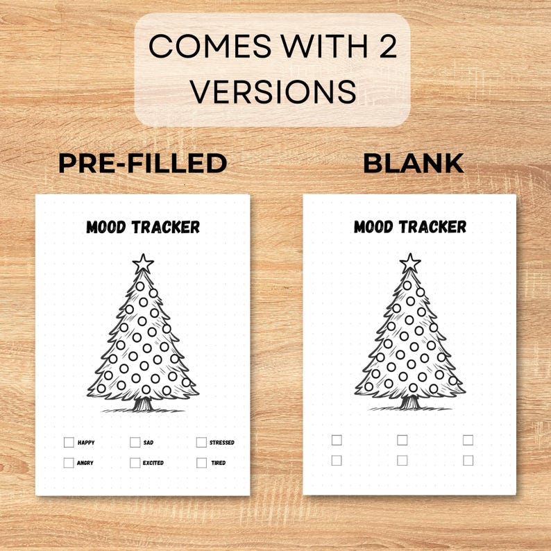 Christmas Tree Mood Tracker, Planner Page, Emotional Wellness Journal ...