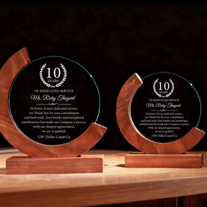 10 Years of Dedicated Service Award, Personalized Employee Crystal ...
