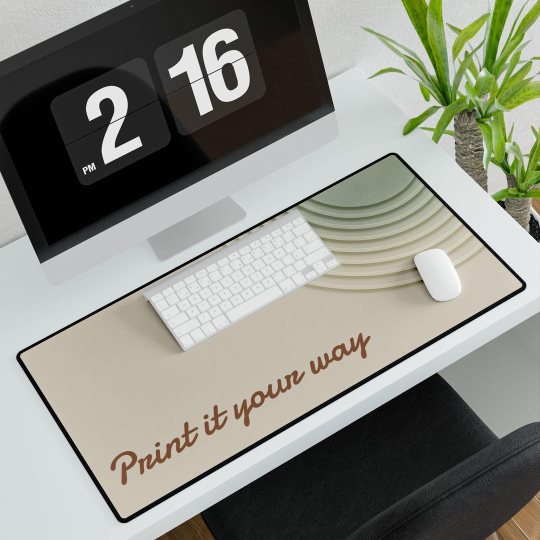 Personalized Neutral Desk Mat: Modern Home Office Decor - Etsy