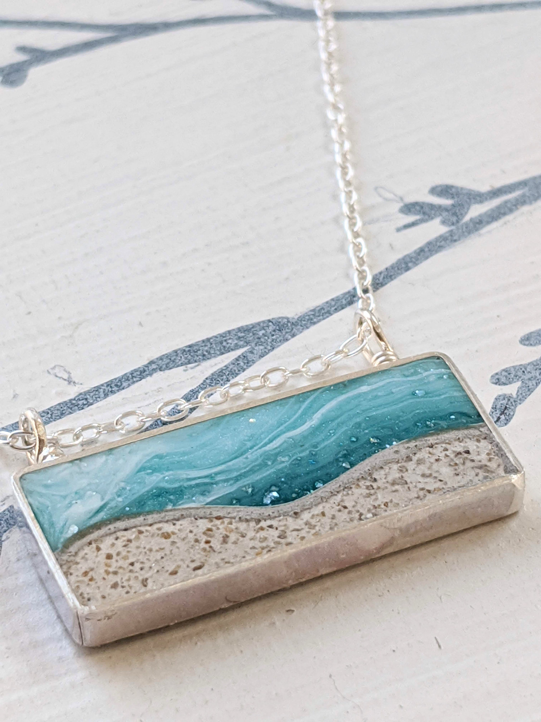 Sterling Silver Beach Scene Necklace - Etsy