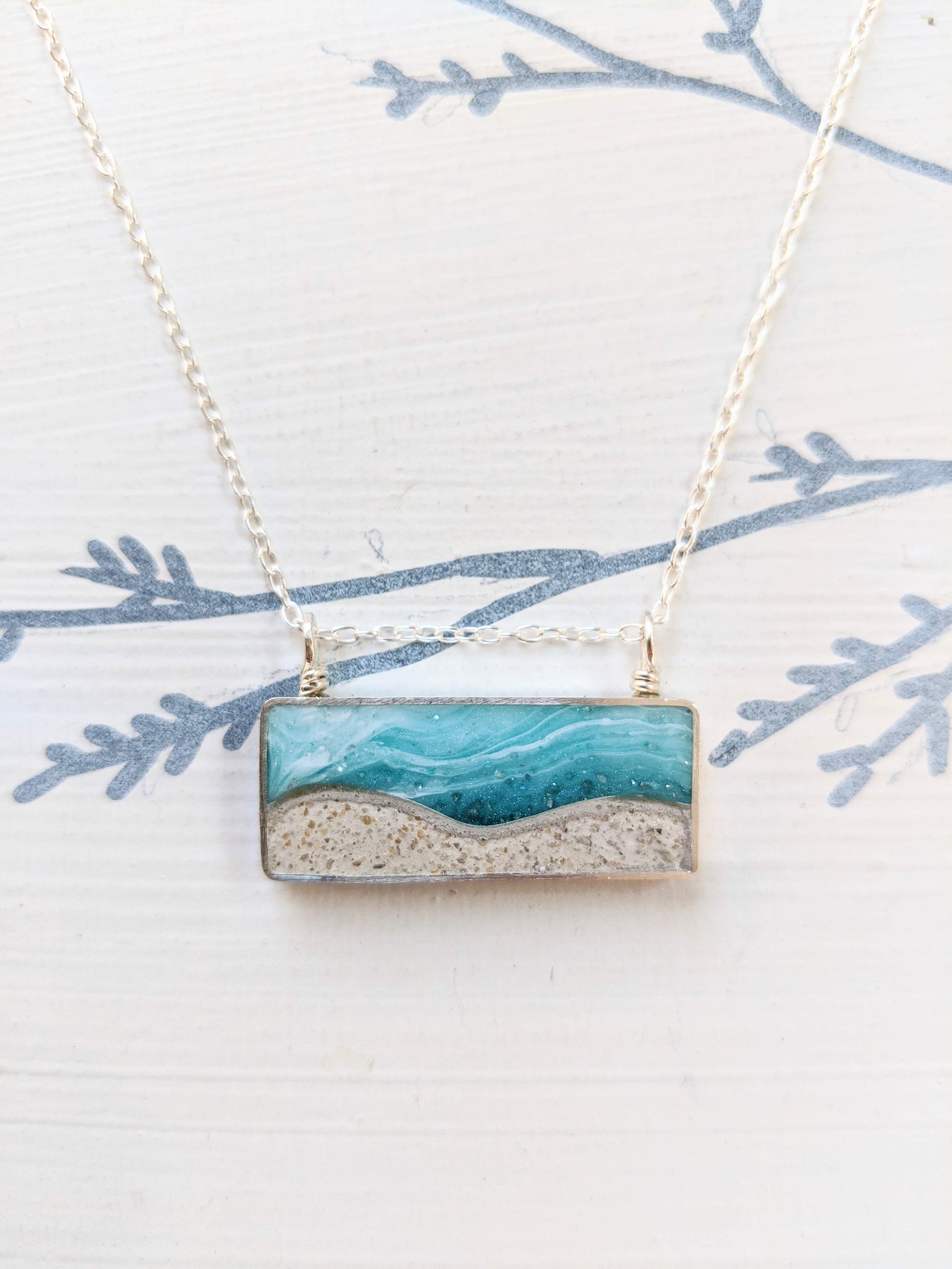 Sterling Silver Beach Scene Necklace - Etsy