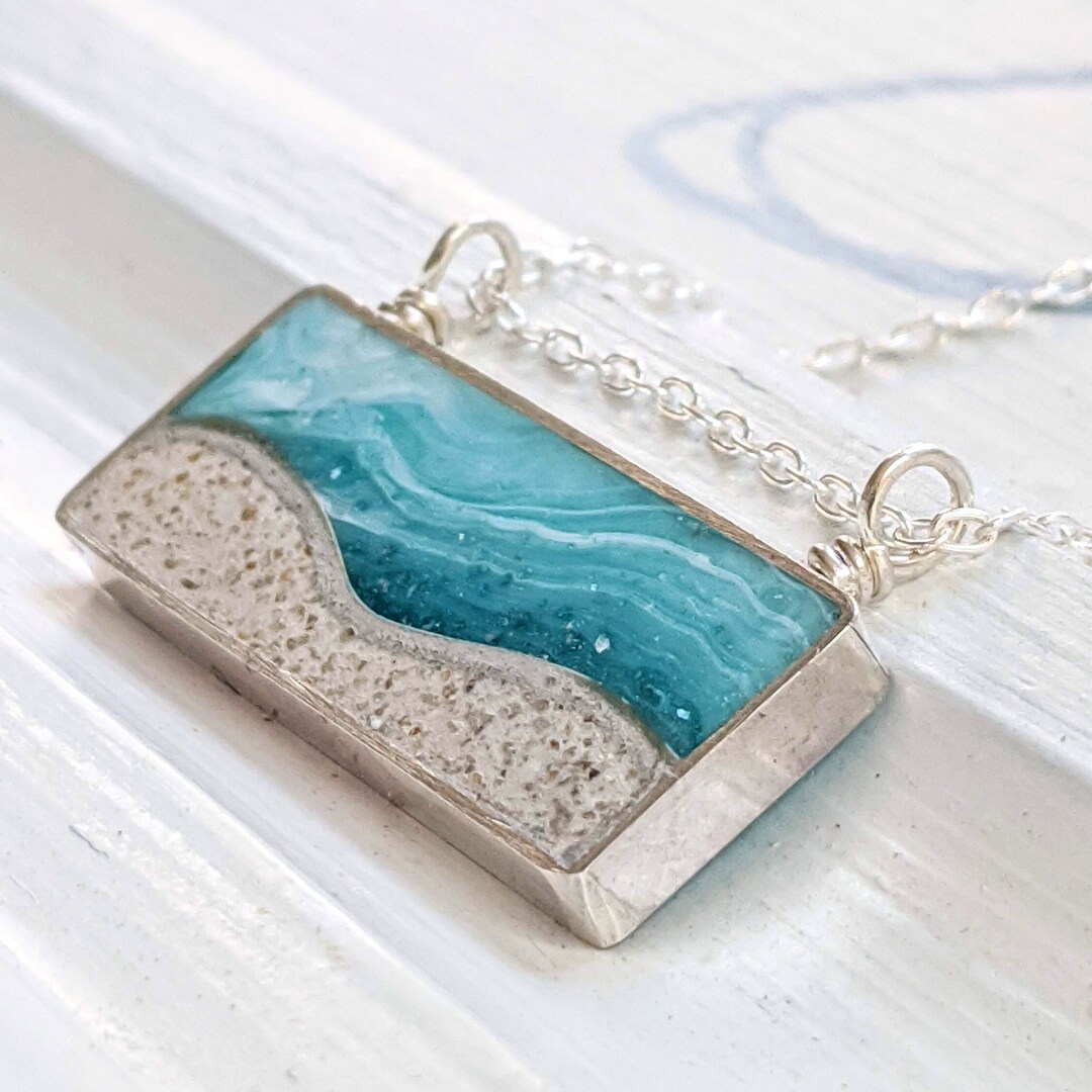 Sterling Silver Beach Scene Necklace - Etsy