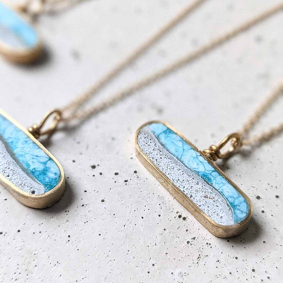 Beach Sand Wave Necklace: Handmade Brass Coastal Jewelry - Etsy