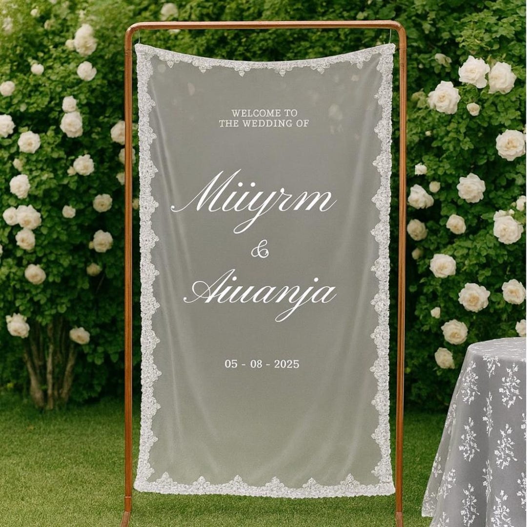 Wedding Welcome Sign, Unique Wedding Gift, Custom Sheer Lace Banner ...