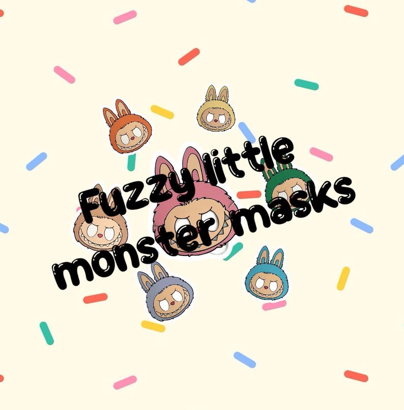 Pink Grey Halloween Mask Bunny Little Fuzzy Monster Pumpkin Jigsaw ...