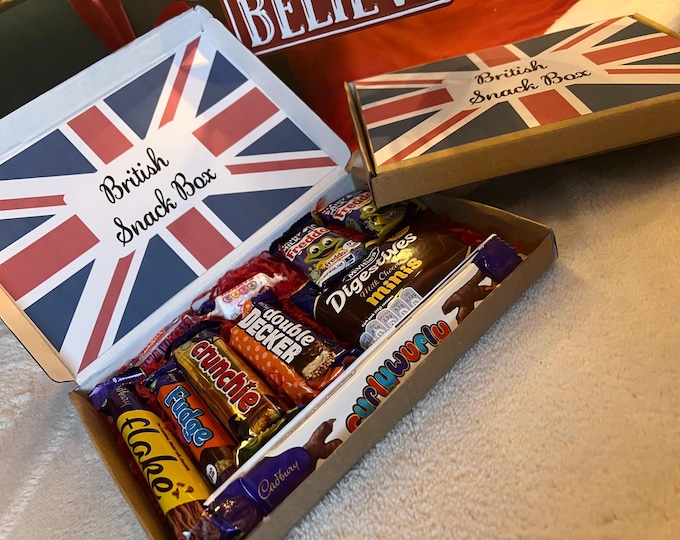 British Snack Box Selection. Personalised. Chocolates, Biscuits ...