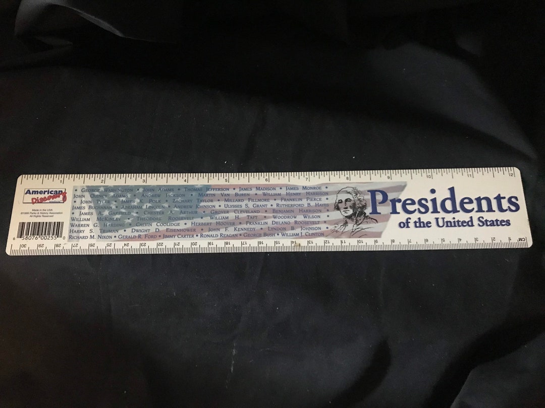 Plastic 'presidents of the US' 12" Ruler 1999 Color Washington to ...