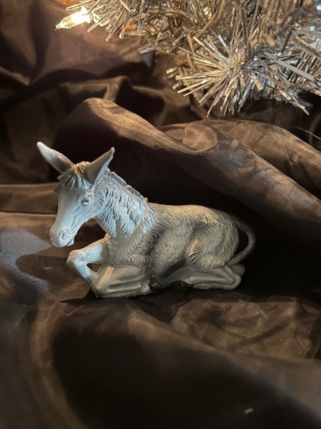 Vintage Depose Fontanini 3 1/2" Nativity Laying Down Donkey Italy With ...