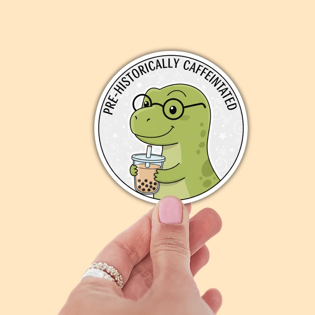 Boba Tea T-rex Sticker | Sarcastic Dinosaur Laptop Decal - Etsy
