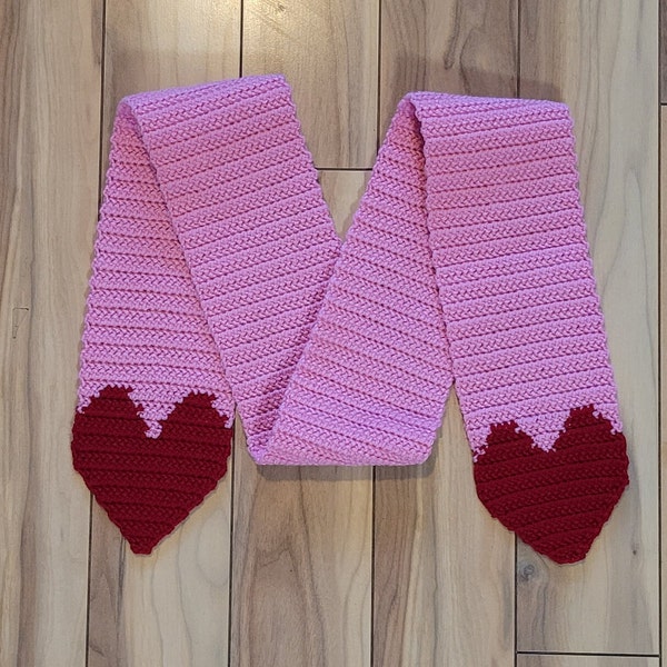 Crochet Scarf With Hearts Pattern - Etsy
