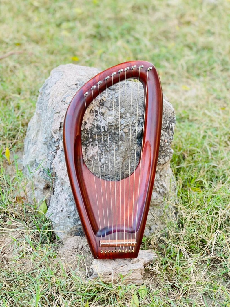 Rosewood 10 String Lyre Harp | Pentatonic Style Musical Lyre Instrument ...