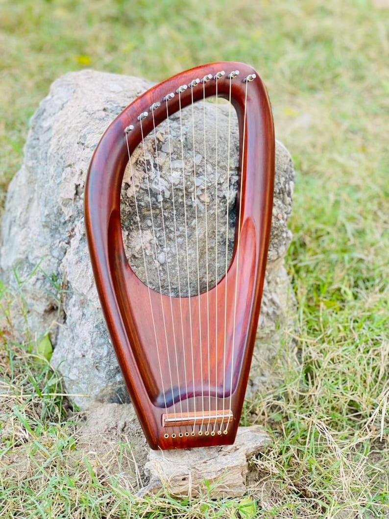 Rosewood 10 String Lyre Harp | Pentatonic Style Musical Lyre Instrument ...