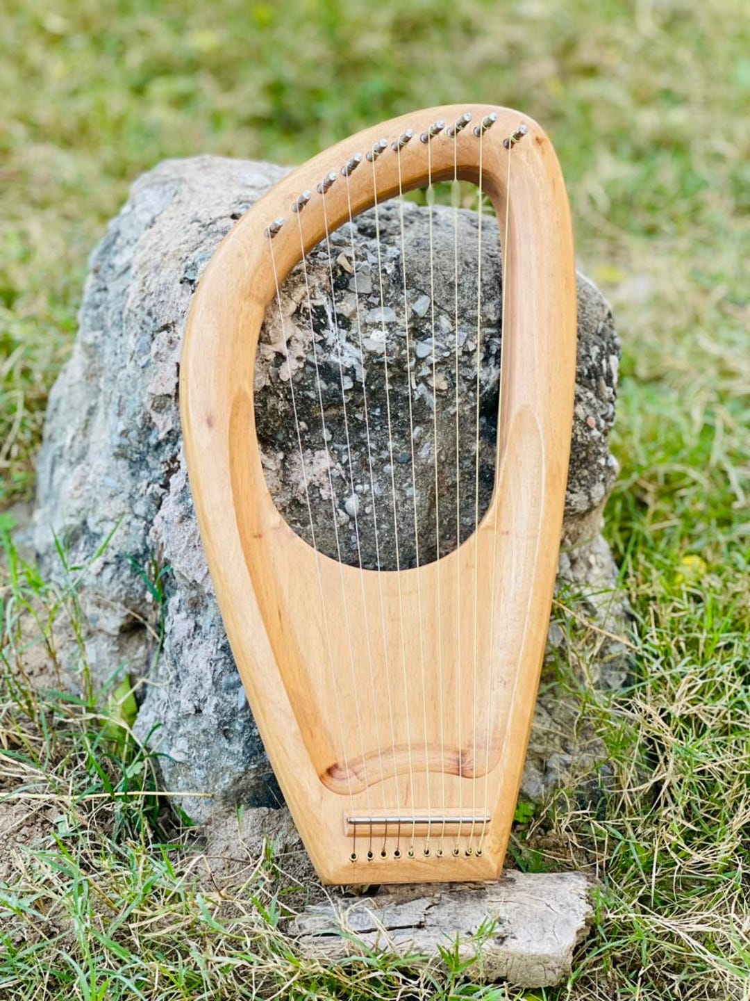 Beechwood 10 String Lyre Harp | Pentatonic Style Musical Instrument ...