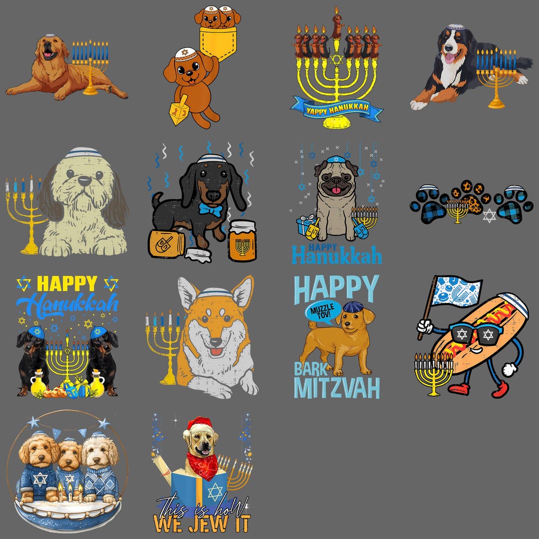Menorah Dachshund Dogs Happy Hanukkah PNG – Funny Jewish Holiday ...