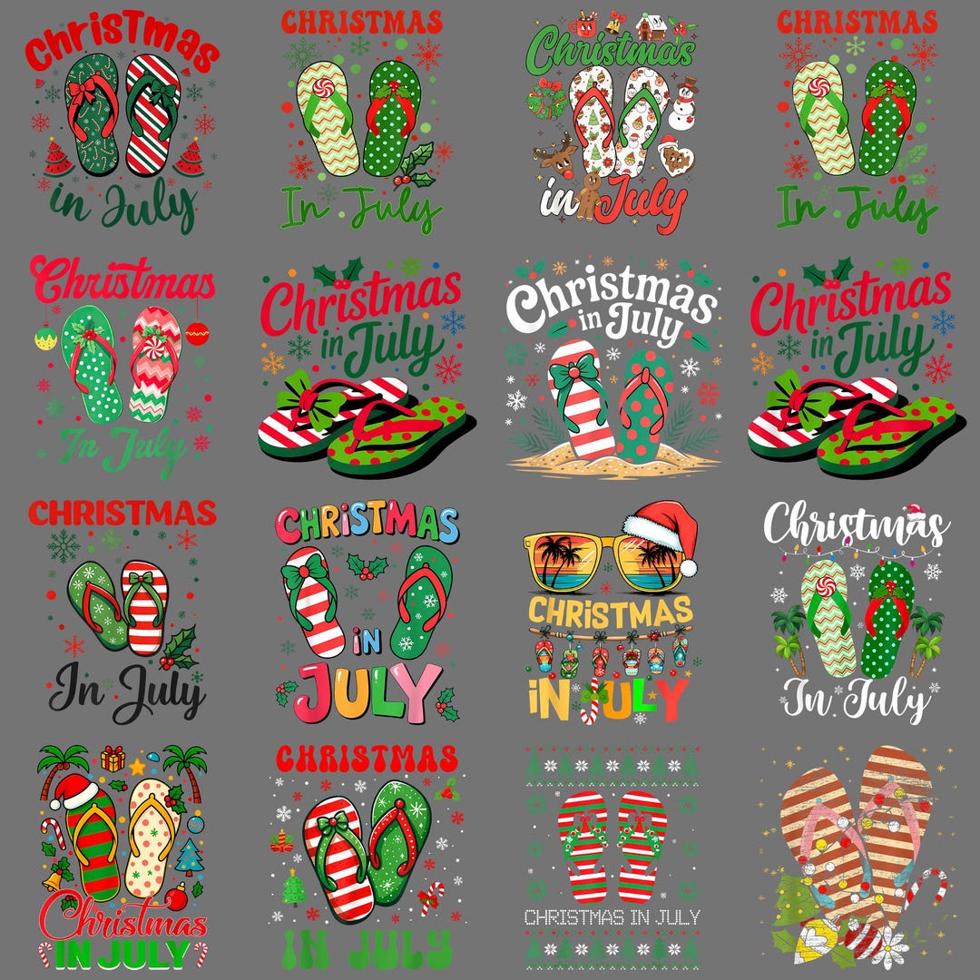 Christmas in July Flip Flops PNG, Funny Summer Holiday Humor, Beach ...