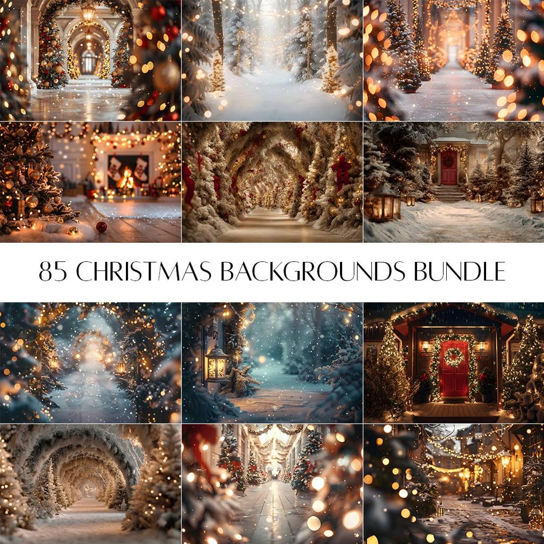 85 Christmas Backgrounds Bundle | Winter Wonderland Backdrops | Festive ...