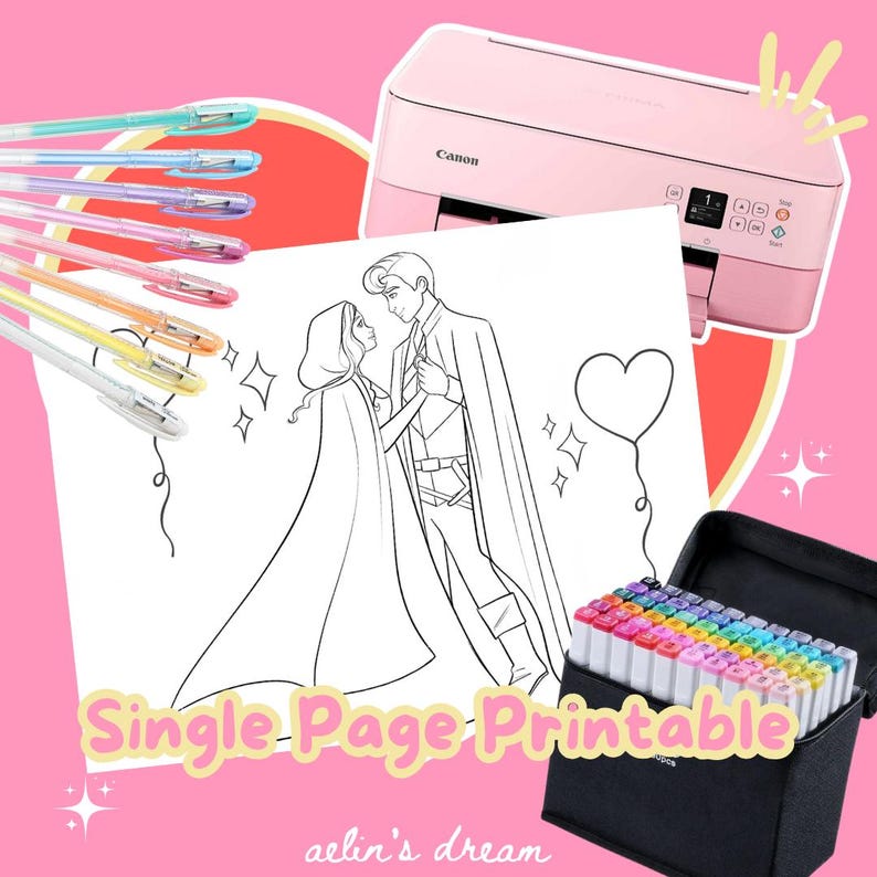 Valentine's Day Coloring Page – Dancing Couple Printable (PDF Download ...