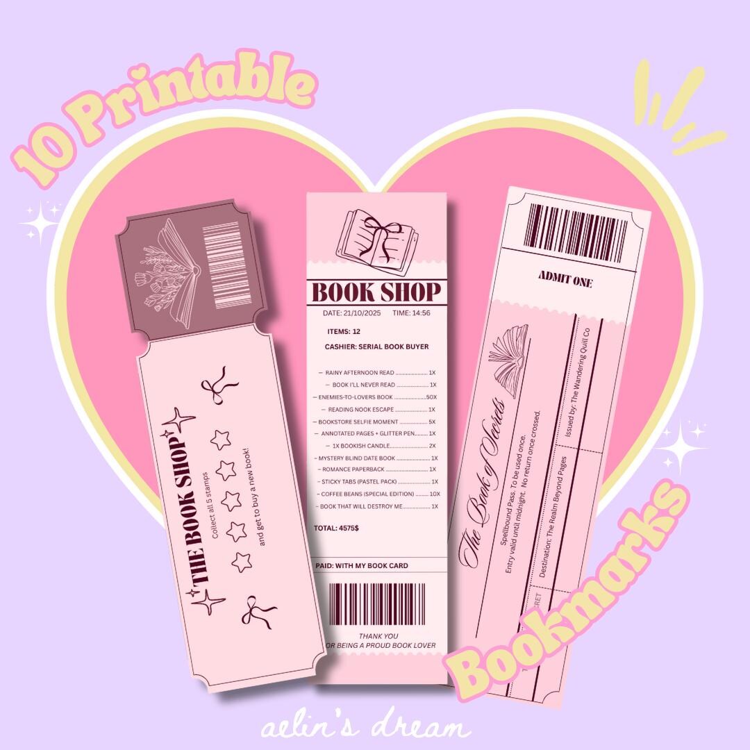 Printable Bookmarks Bundle, Digital Bookmark Set, Bookmarks for Readers ...