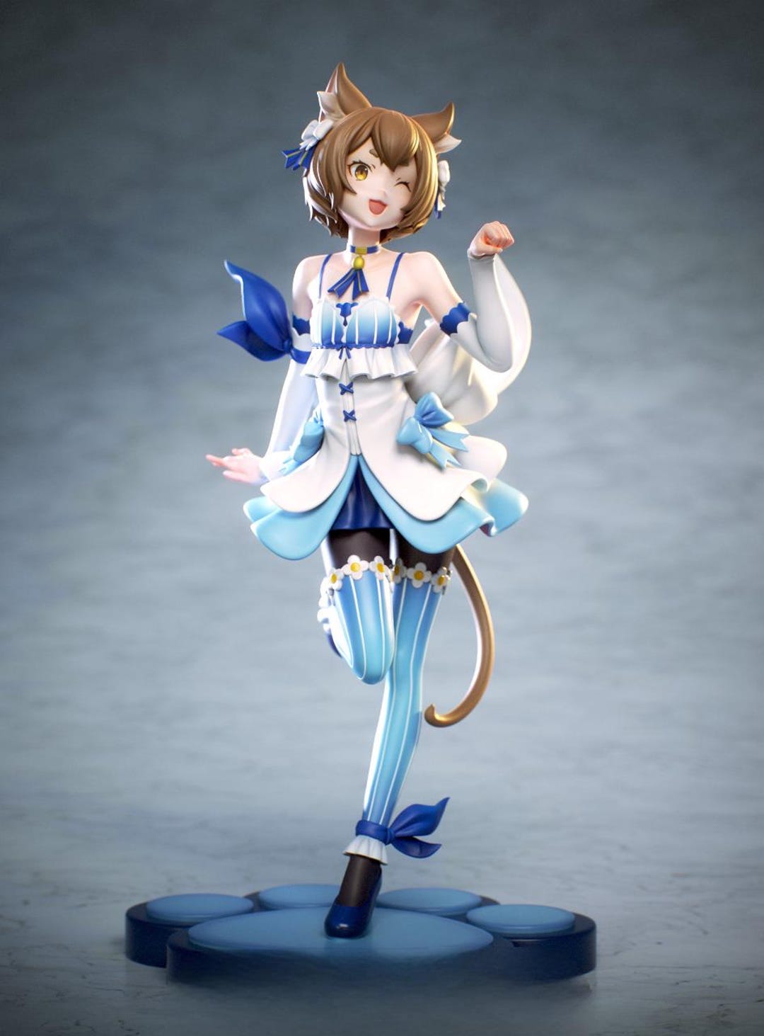 Anime Catboy Statue STL: 3D Printable Starry Tail Guardian (digital ...