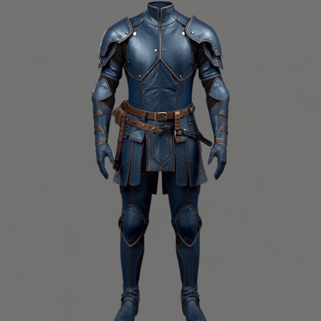 Medieval Fantasy Leather Armor - Blue Leather Warrior Costume Set ...