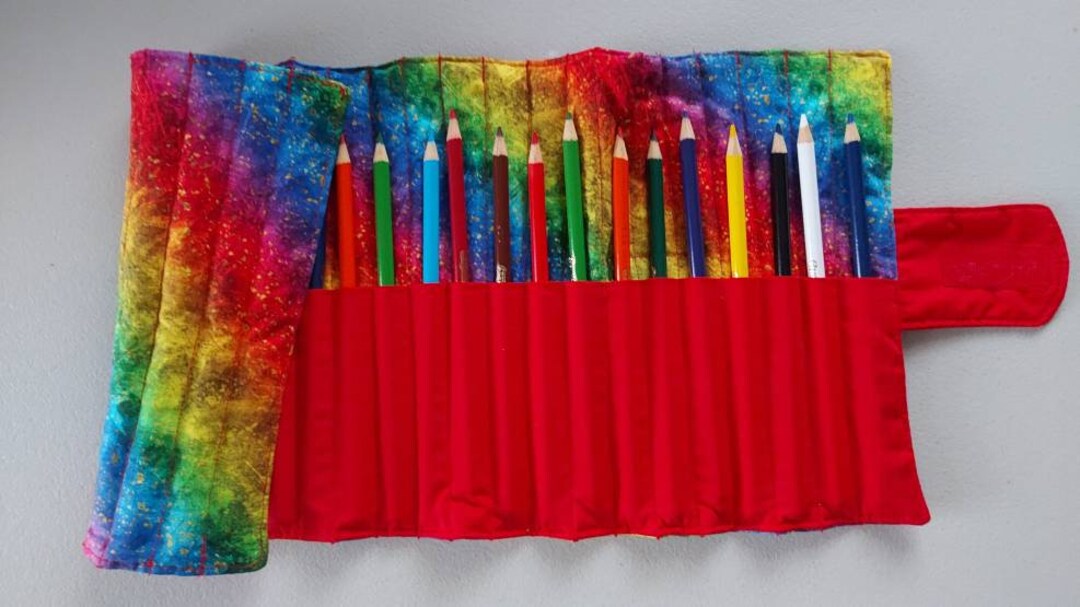 Colored Pencil Roll, Pencil Tote, Roll up Pencil Storage, Holds 24 ...