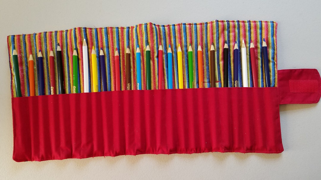 Colored Pencil Roll, Pencil Tote, Roll up Pencil Storage, Holds 24 ...