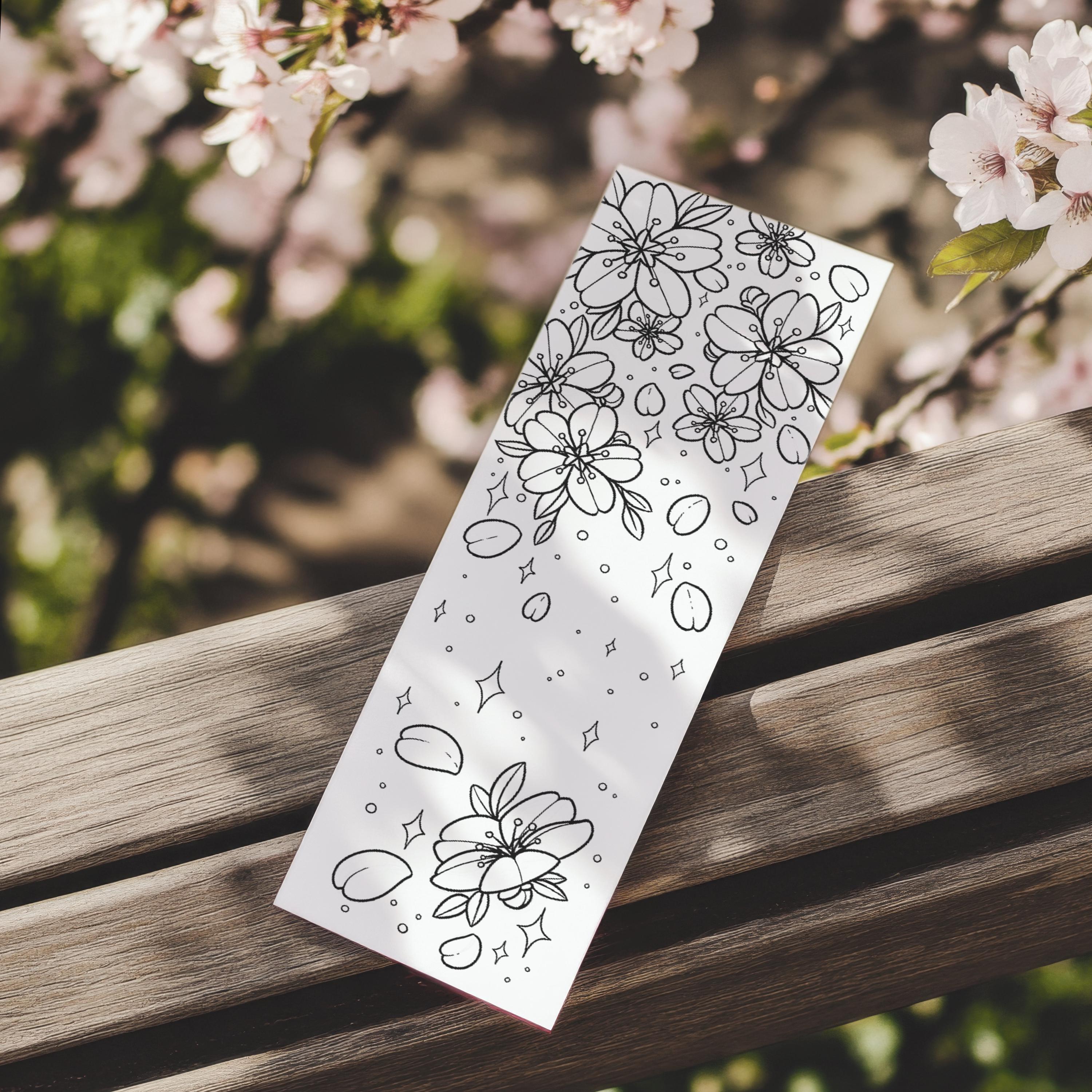 Sakura Coloring Bookmark - Printable - Etsy