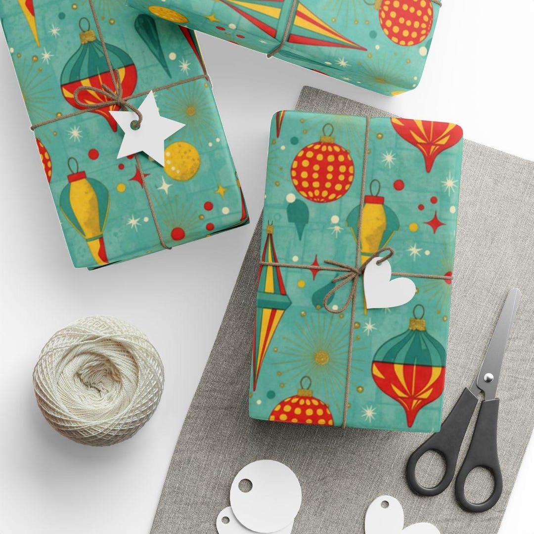 Retro Christmas Wrapping Paper: Mid-century Atomic Ornaments - Etsy