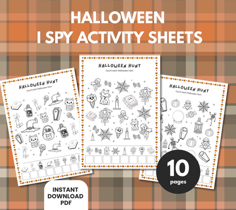 Halloween I Spy Printable Activity Sheets for Kids, Count and Color ...