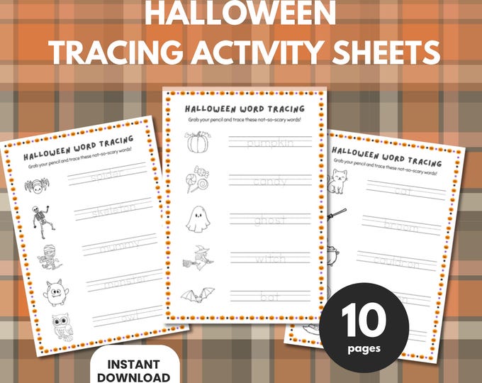 Printable Halloween Trace & Color Sheets - Tracing Worksheets for ...