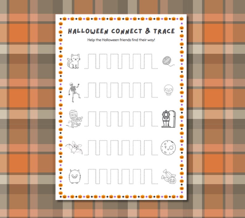 Halloween Tracing Worksheets for Kids, Prewriting Practice Lines, Fine ...