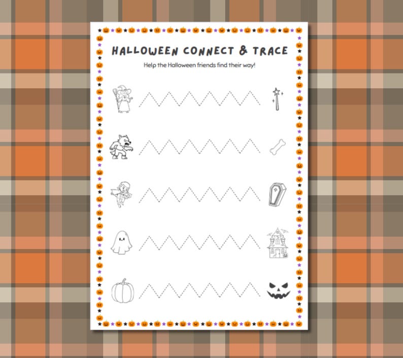Halloween Tracing Worksheets for Kids, Prewriting Practice Lines, Fine ...