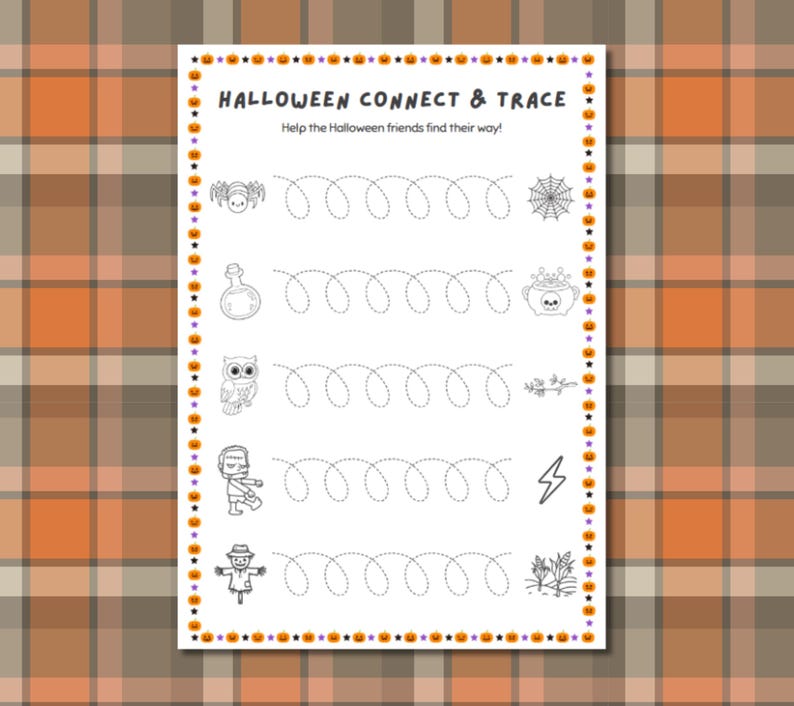 Halloween Tracing Worksheets for Kids, Prewriting Practice Lines, Fine ...