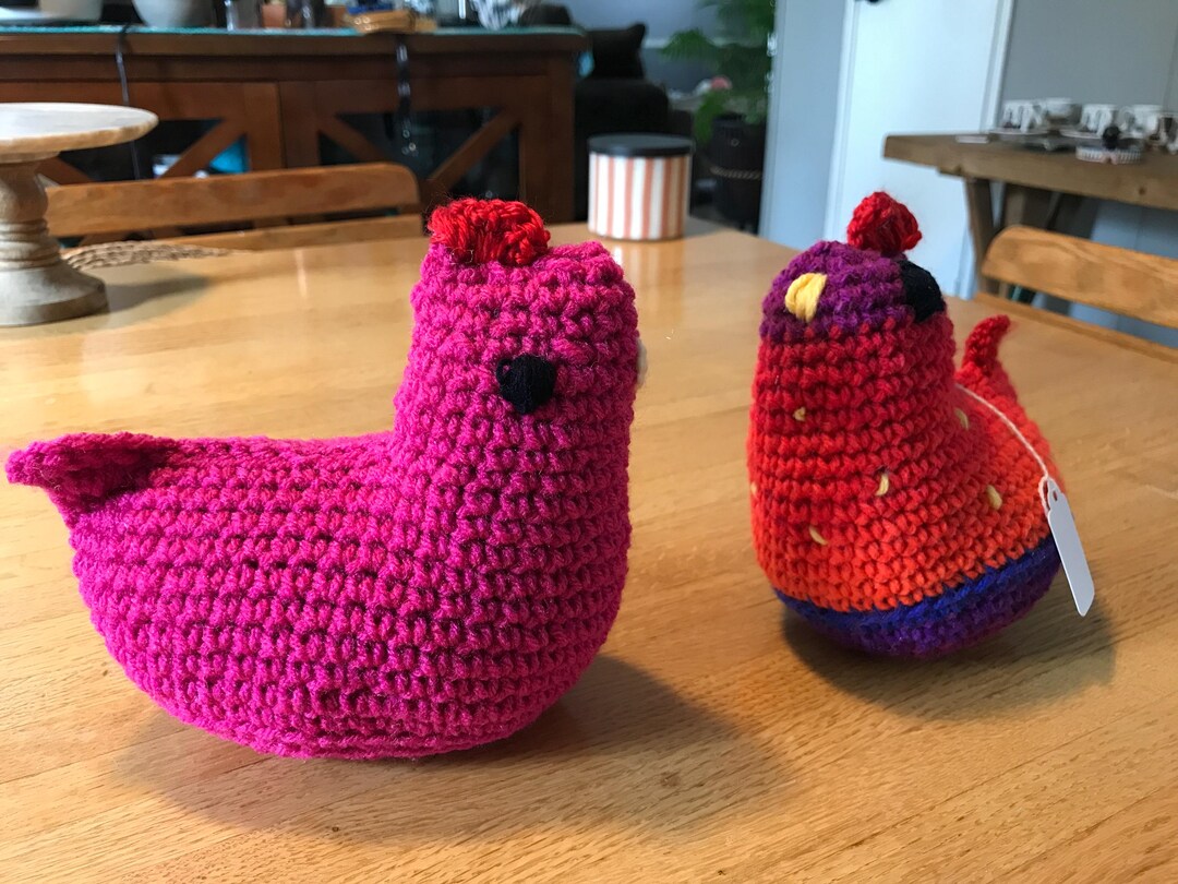 Handmade Colorful Chickens: Home Decor Pair - Etsy