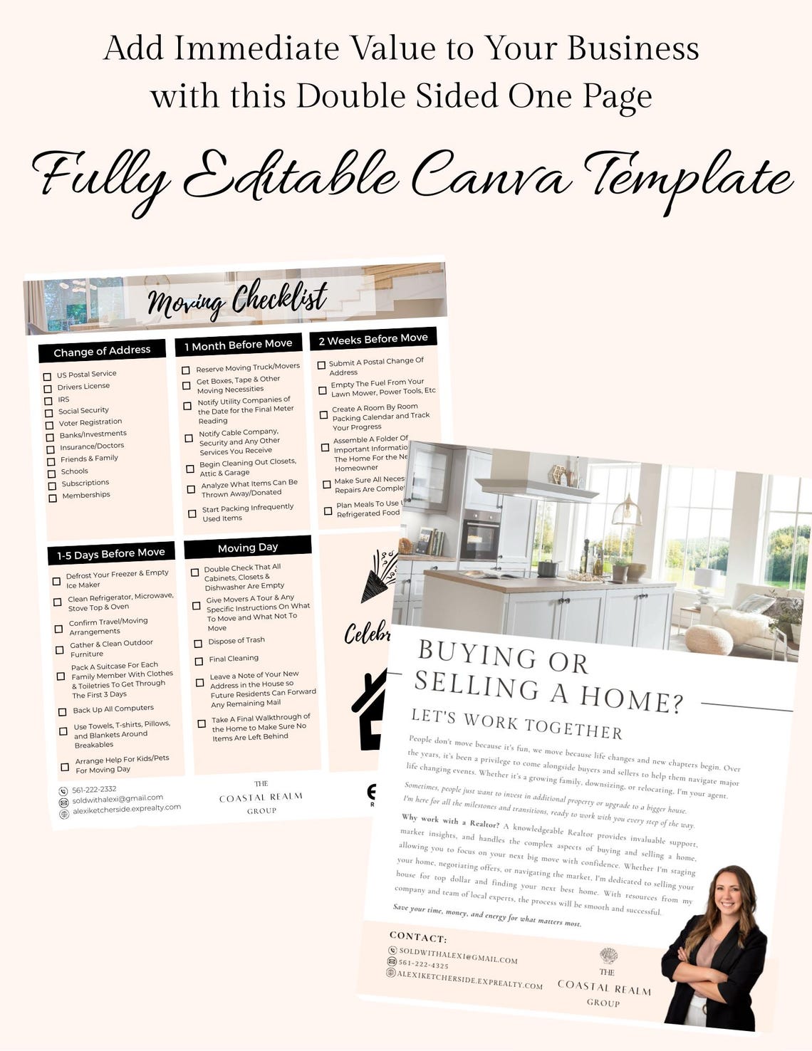 Real Estate Moving Checklist Flyer: Editable Canva Template (digital ...