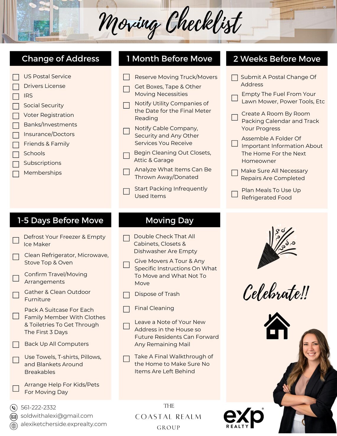 Real Estate Moving Checklist Flyer: Editable Canva Template (digital ...