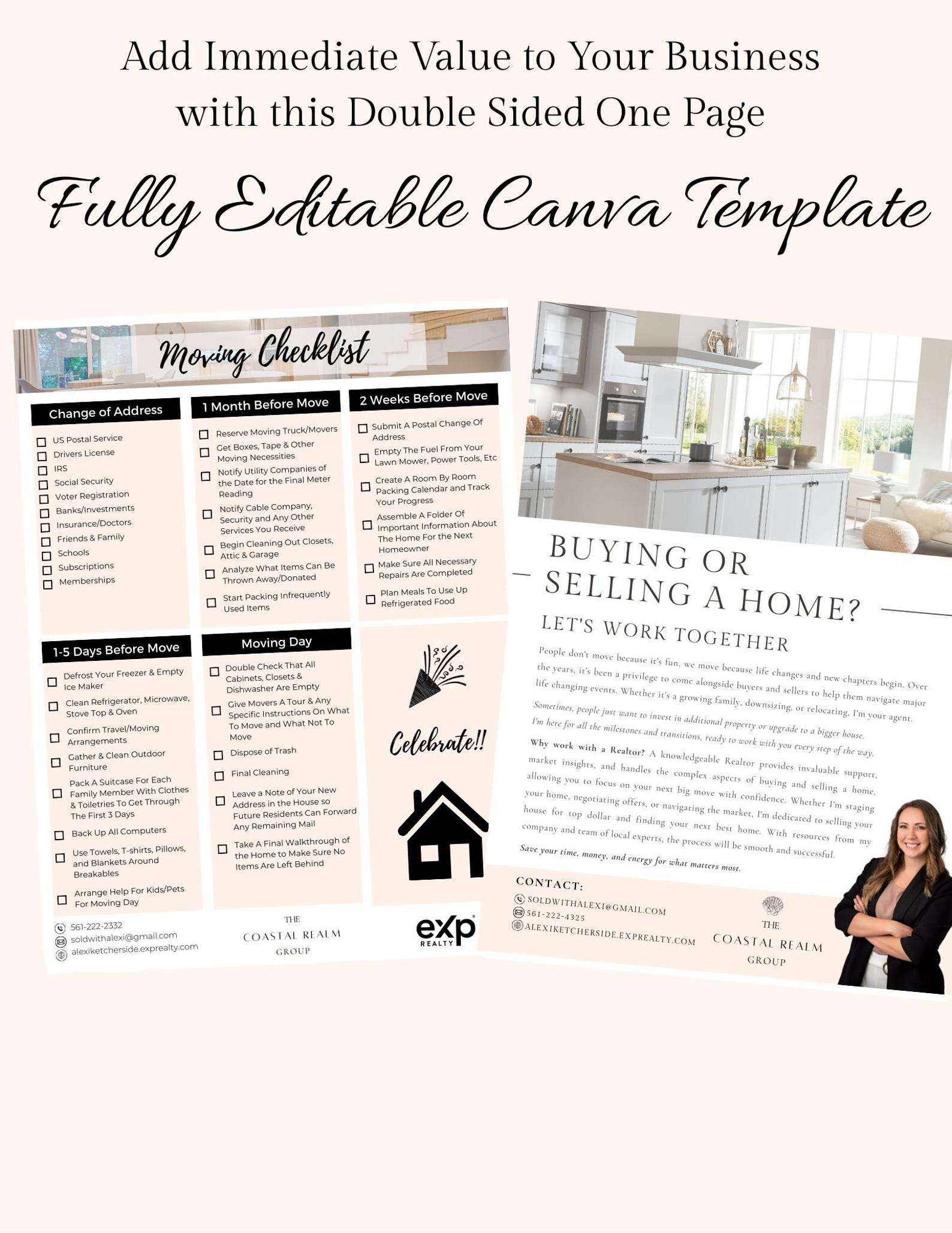 Real Estate Moving Checklist Flyer: Editable Canva Template (digital ...