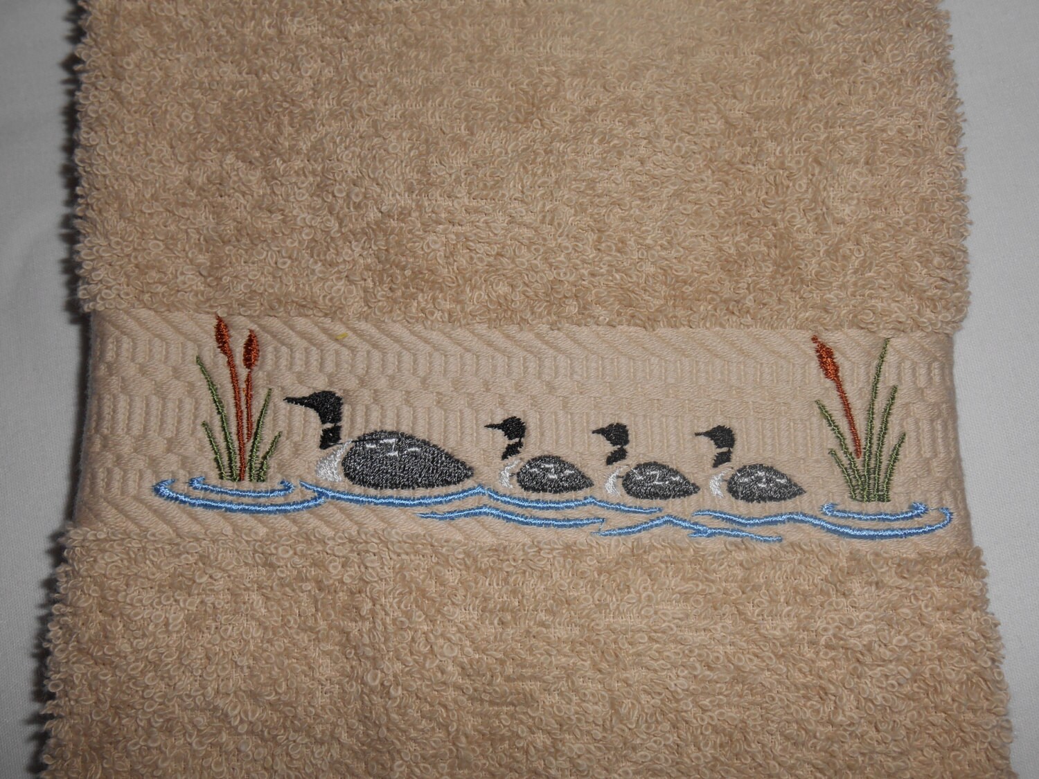 Loons Common Loon Embroidery Loon Family Beige Quality Hand | Etsy