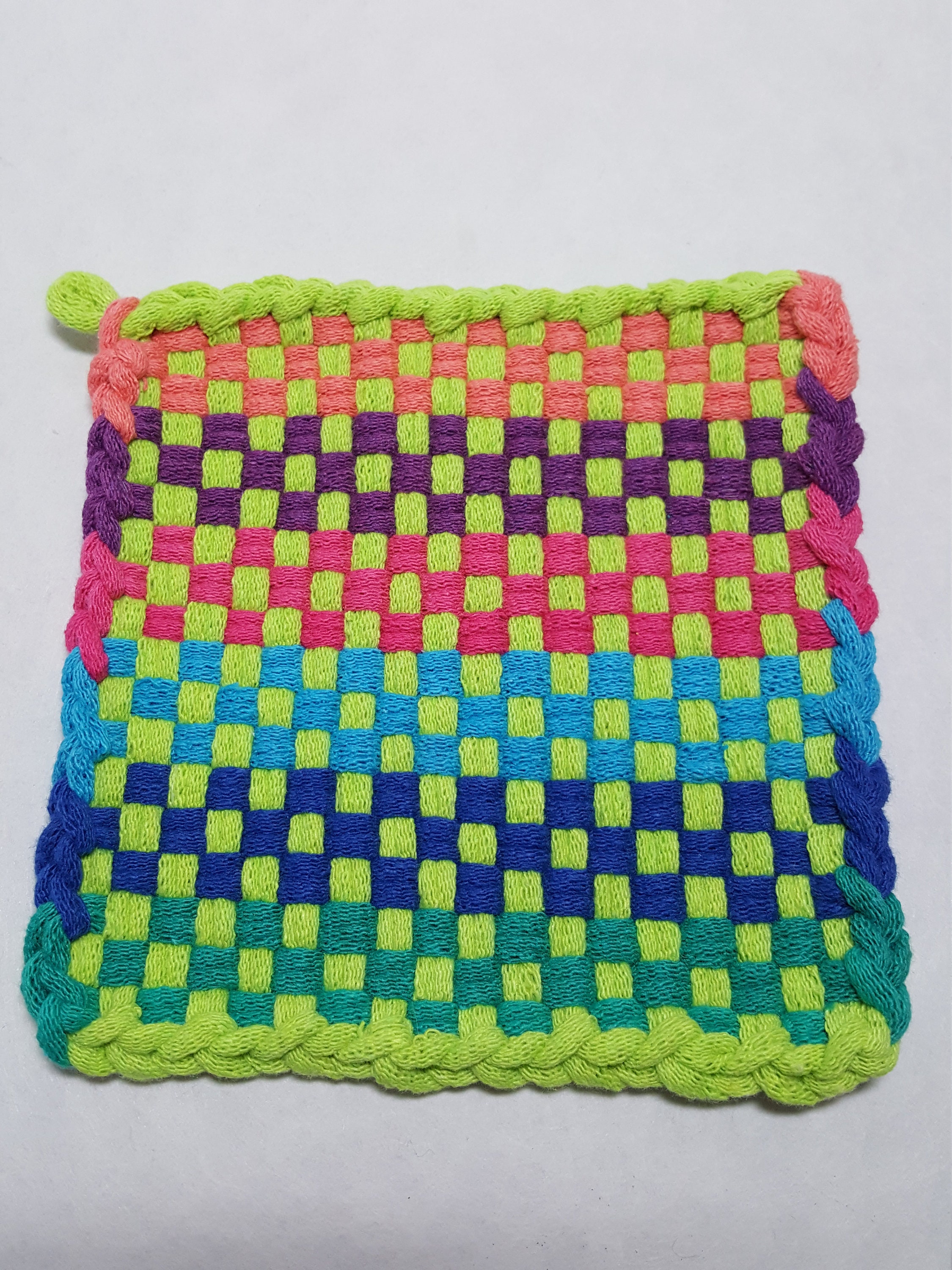 Woven Potholder Multicolor Loop Potholder Cotton Mug Rug - Etsy