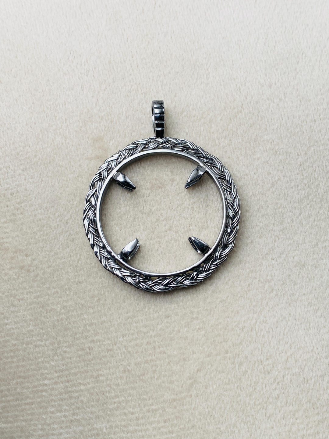 925 Sterling Silver Round Bezel Pendant Setting - Coin Connector - Etsy