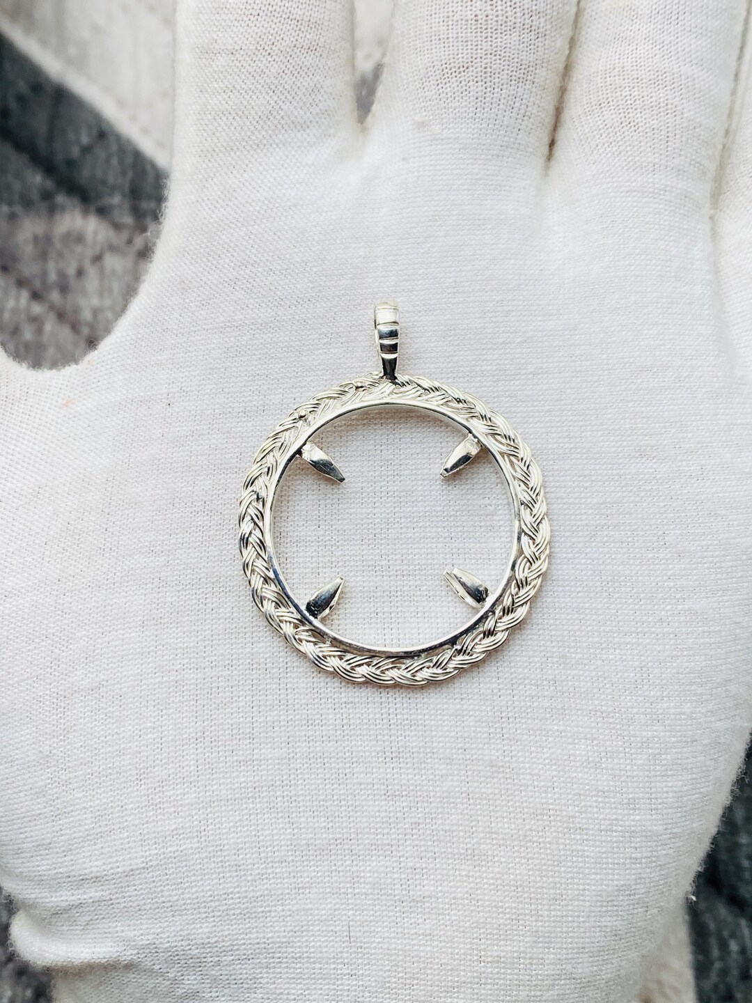 925 Sterling Silver Round Bezel Pendant Setting - Coin Connector - Etsy