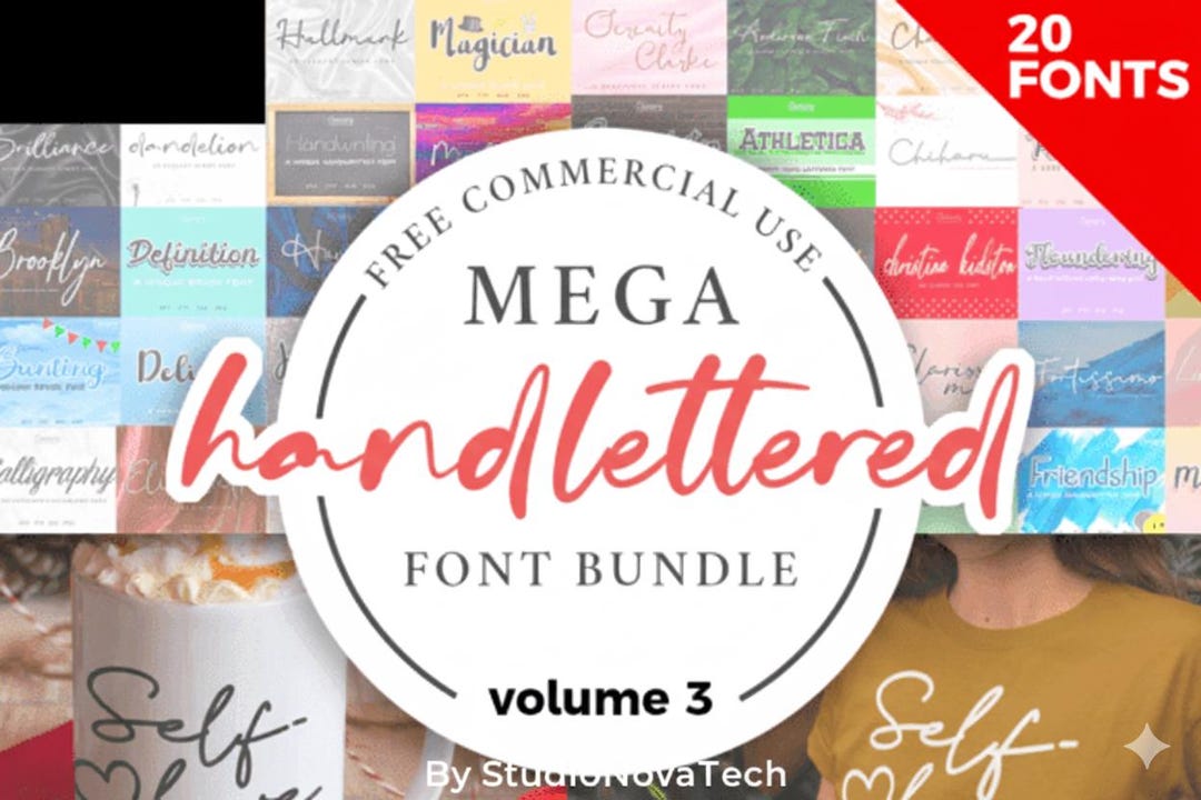 Mega-handlettered-volume-3-font-bundle-font - Etsy