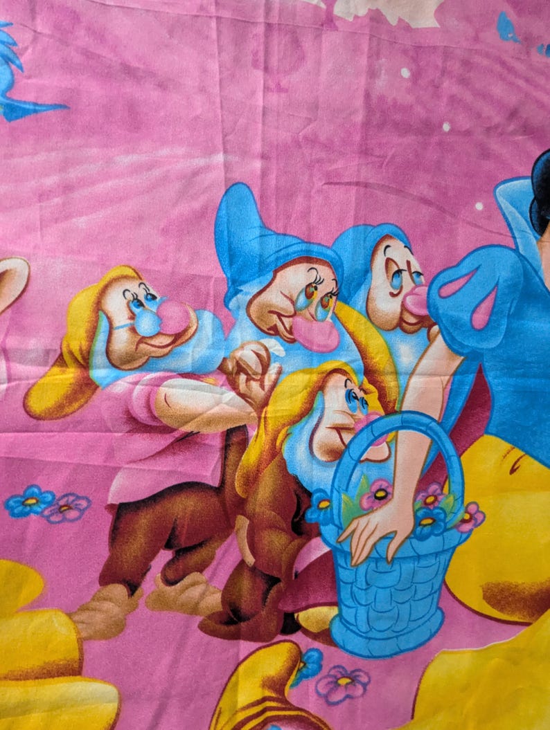 Vintage Disney Snow White and the Seven Dwarfs Flat Bed Sheet for Twin ...