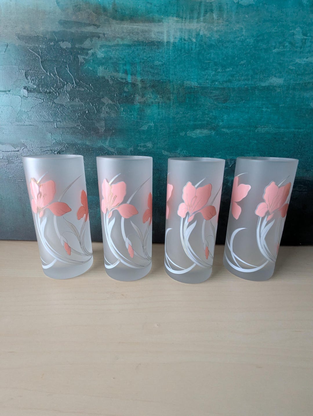 Vintage Cerve Italy Glasses Set | 80s Floral Pastel Decor, 12 Oz - Etsy