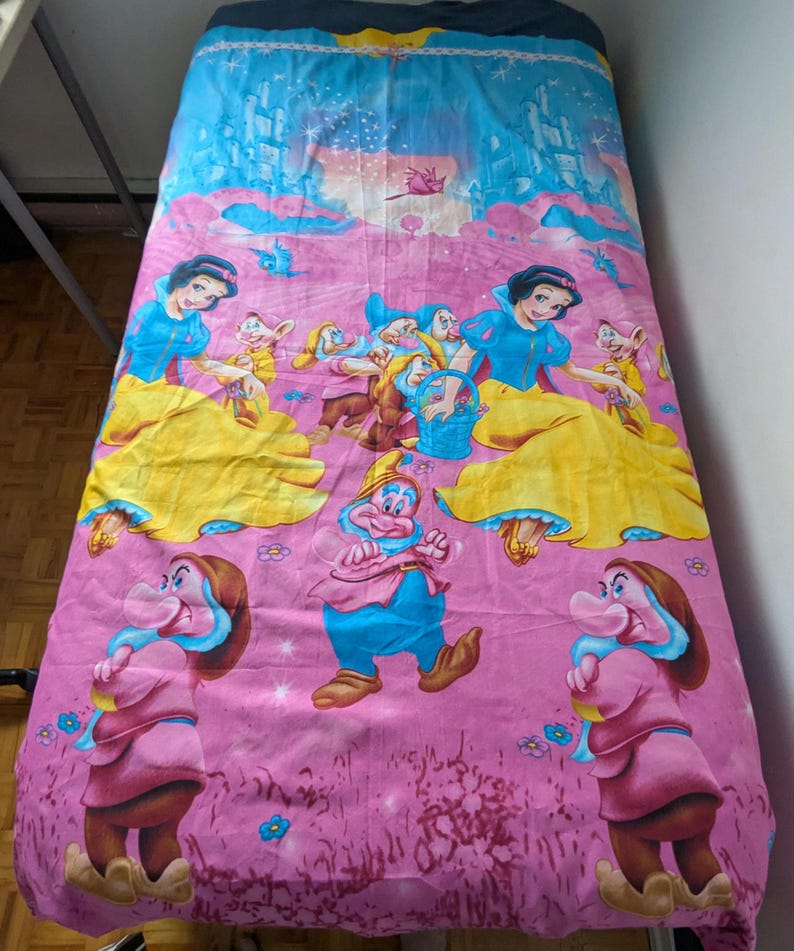 Vintage Disney Snow White and the Seven Dwarfs Flat Bed Sheet for Twin ...