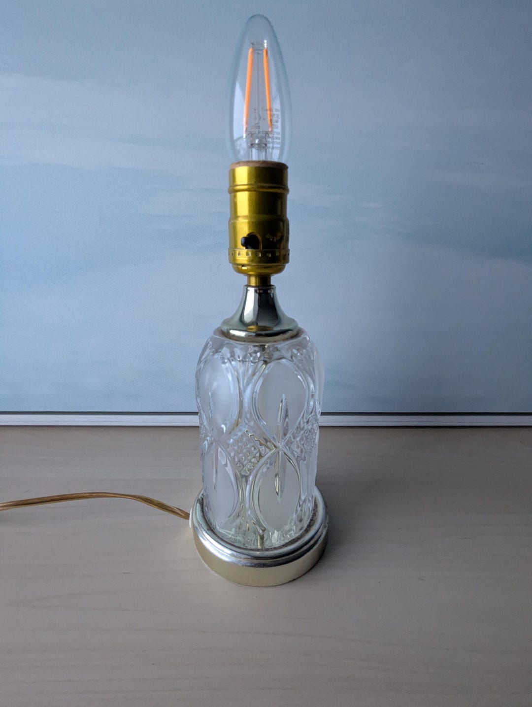 Vintage Bedside Table Lamp - Cut Glass & Brass Desk Lamp Accent . - Etsy