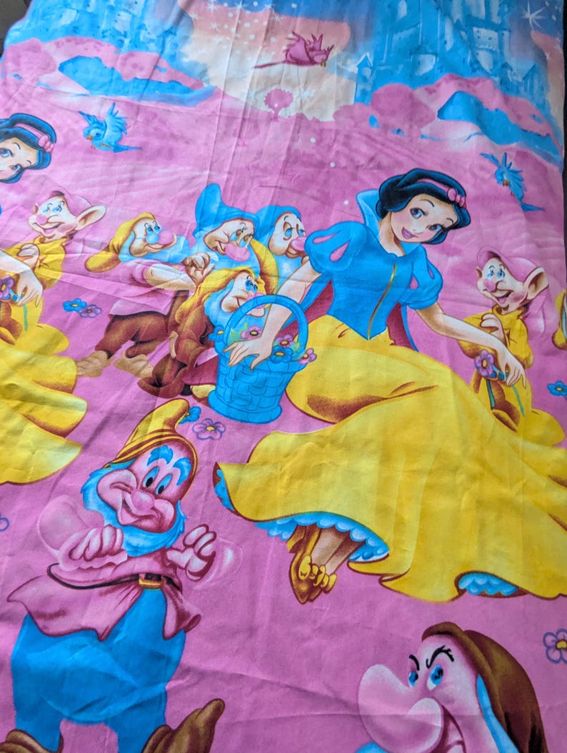 Vintage Disney Snow White and the Seven Dwarfs Flat Bed Sheet for Twin ...