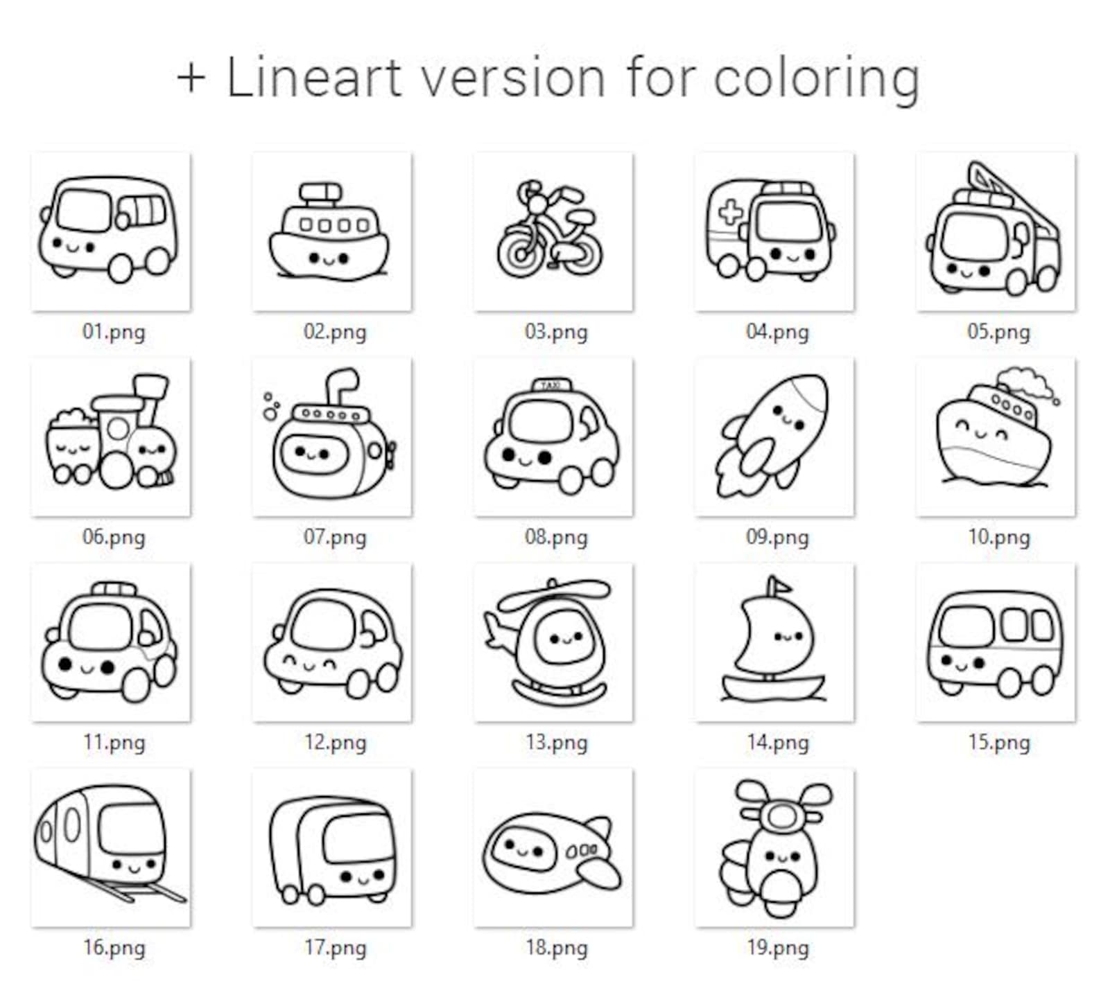 Kawaii Transportation Cliparts - Cute Stickers - Perfect Arts for Kids ...