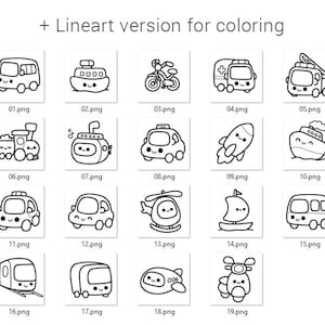 Kawaii Transportation Cliparts - Cute Stickers - Perfect Arts for Kids ...